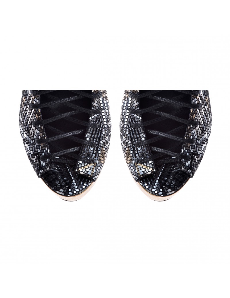 Botine dama decupate Street Style Aztec Piele Naturala