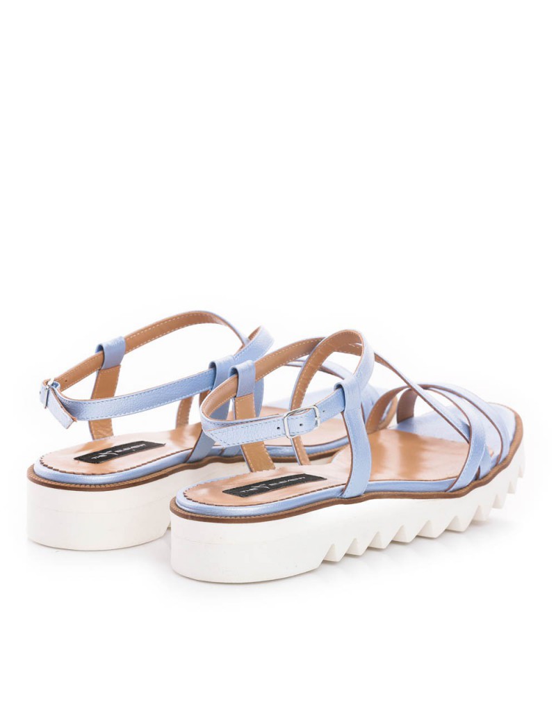 Sandale dama piele fara toc Bleu Georgie