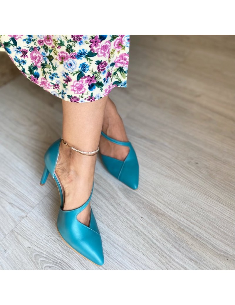Pantofi Dama Piele Naturala Turcoaz Paloma