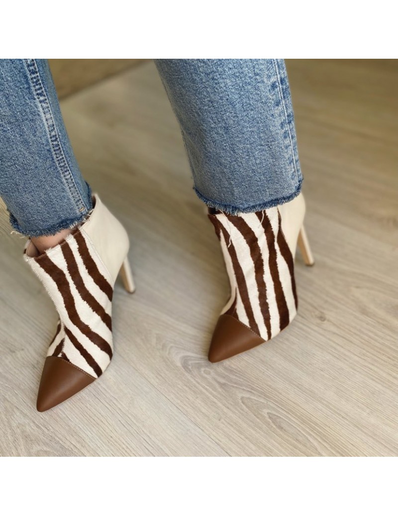 Botine dama Piele Naturala Crem Emotion