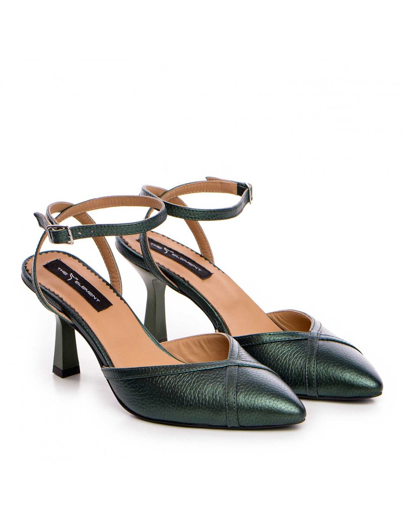 Pantofi stiletto piele naturala Verde Vivian