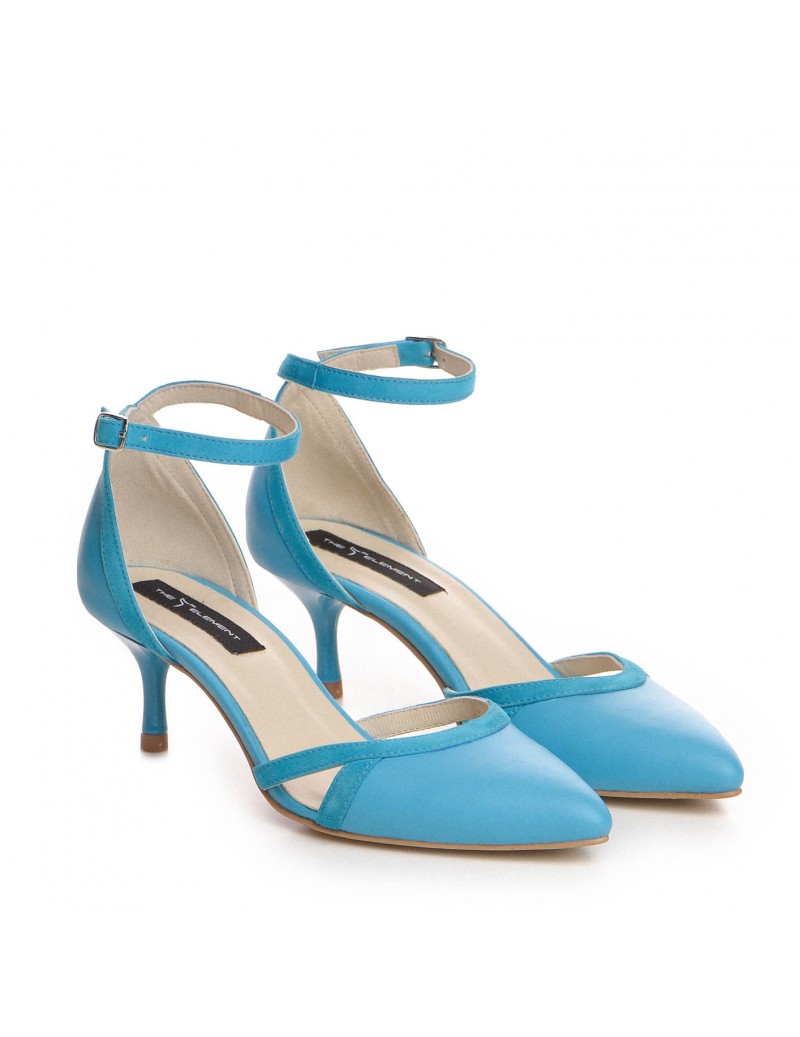 Pantofi stiletto piele naturala Turcoaz Cassandra