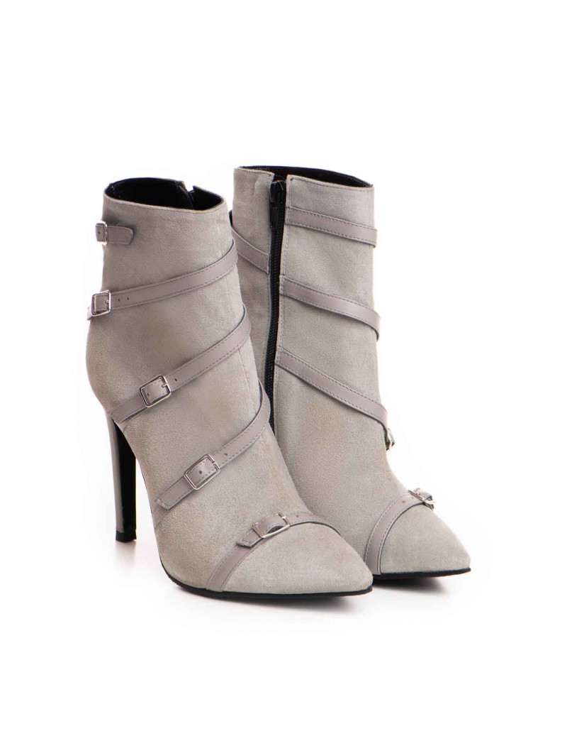 Botine Dama Piele Naturala Gri Micaela