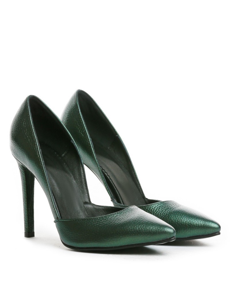 Pantofi stiletto piele naturala Verde