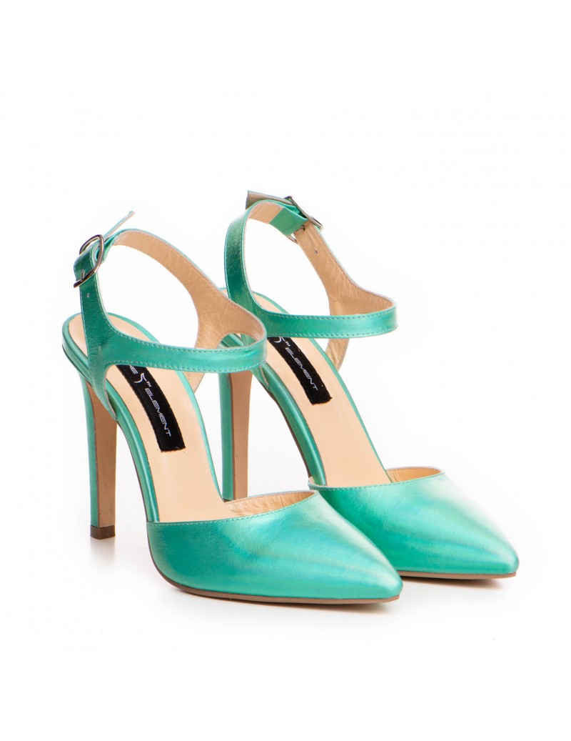Pantofi stiletto piele naturala Verde Rania