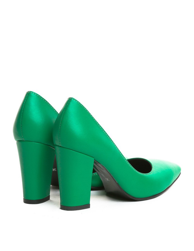 Pantofi cu toc gros piele Verde Cut