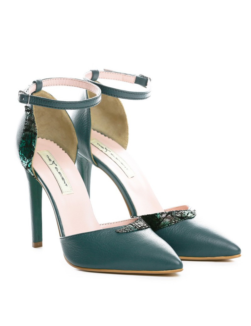 Pantofi stiletto piele naturala Verde Luna