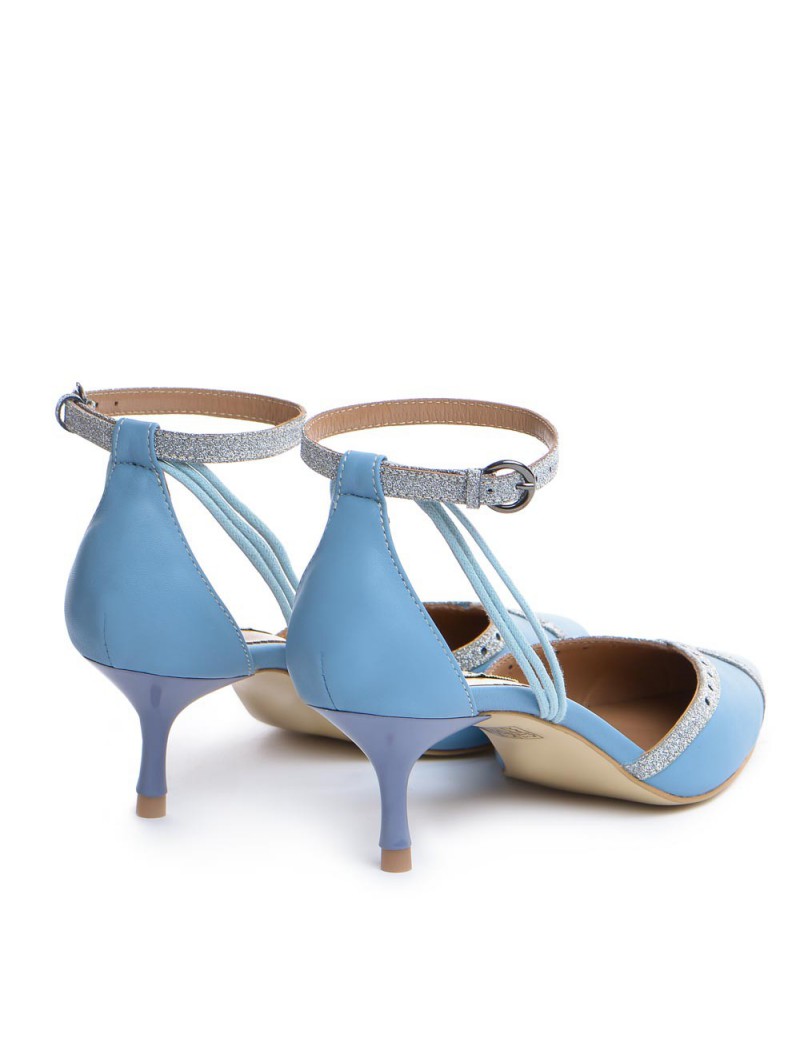 Pantofi stiletto piele naturala Bleu Rihanna