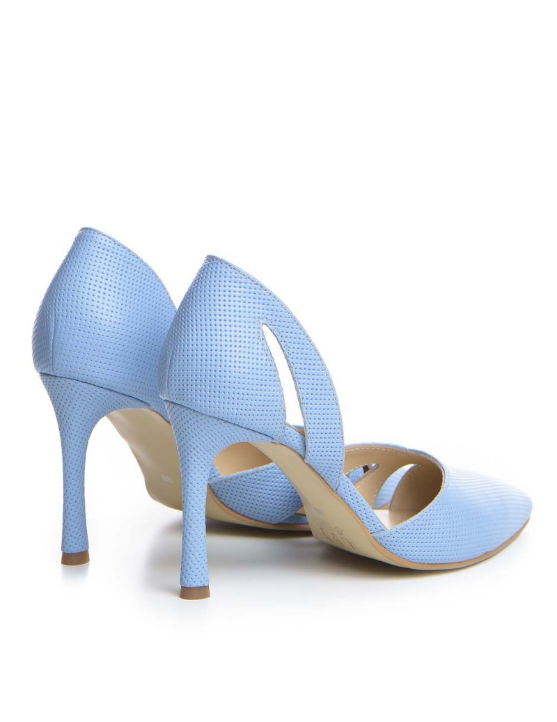 Pantofi stiletto piele naturala Bleu Zaira